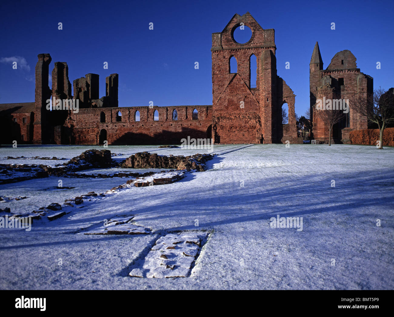 Arbroath Abbey in Winter, Arbroath, Angus, Scotland, U.K Stock Photo ...