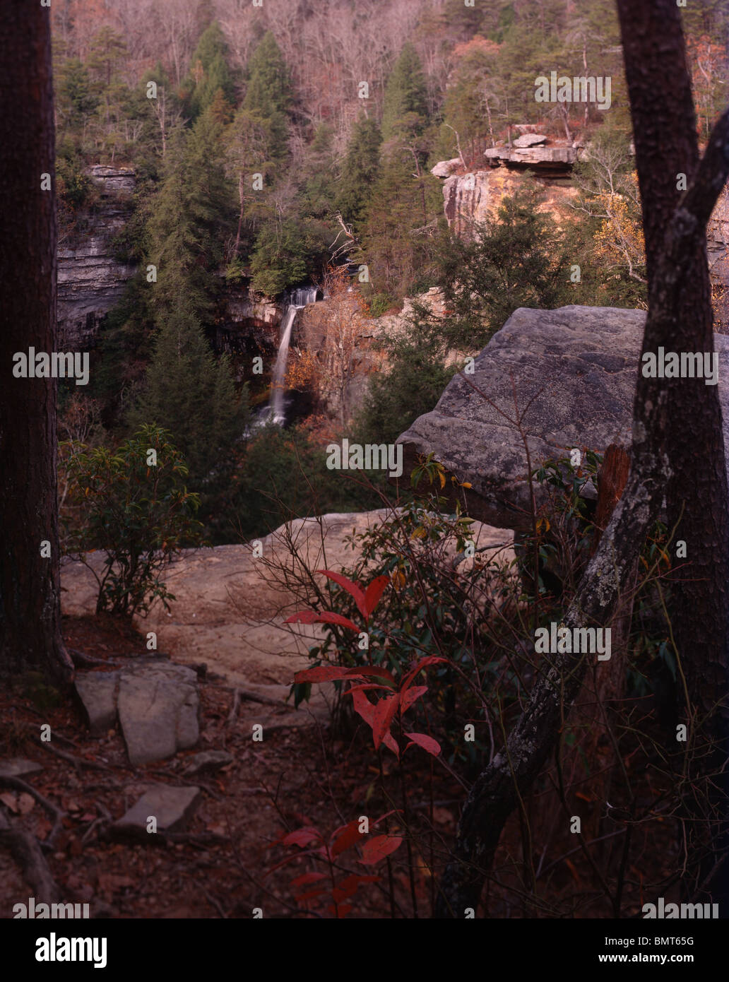 Waterfall Framed in Landscape Stock Photo - Alamy