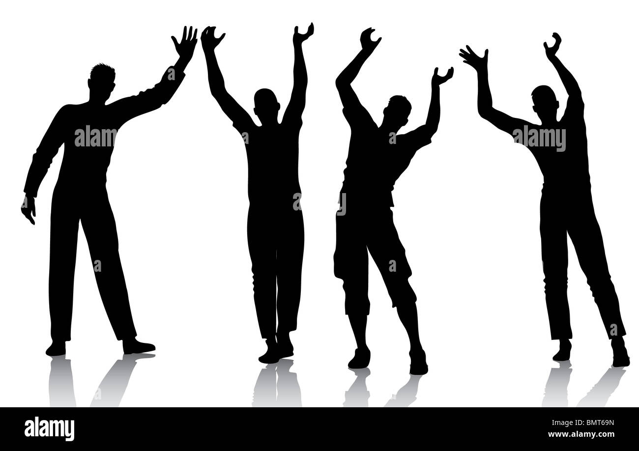 Reaching man silhouettes Stock Photo - Alamy