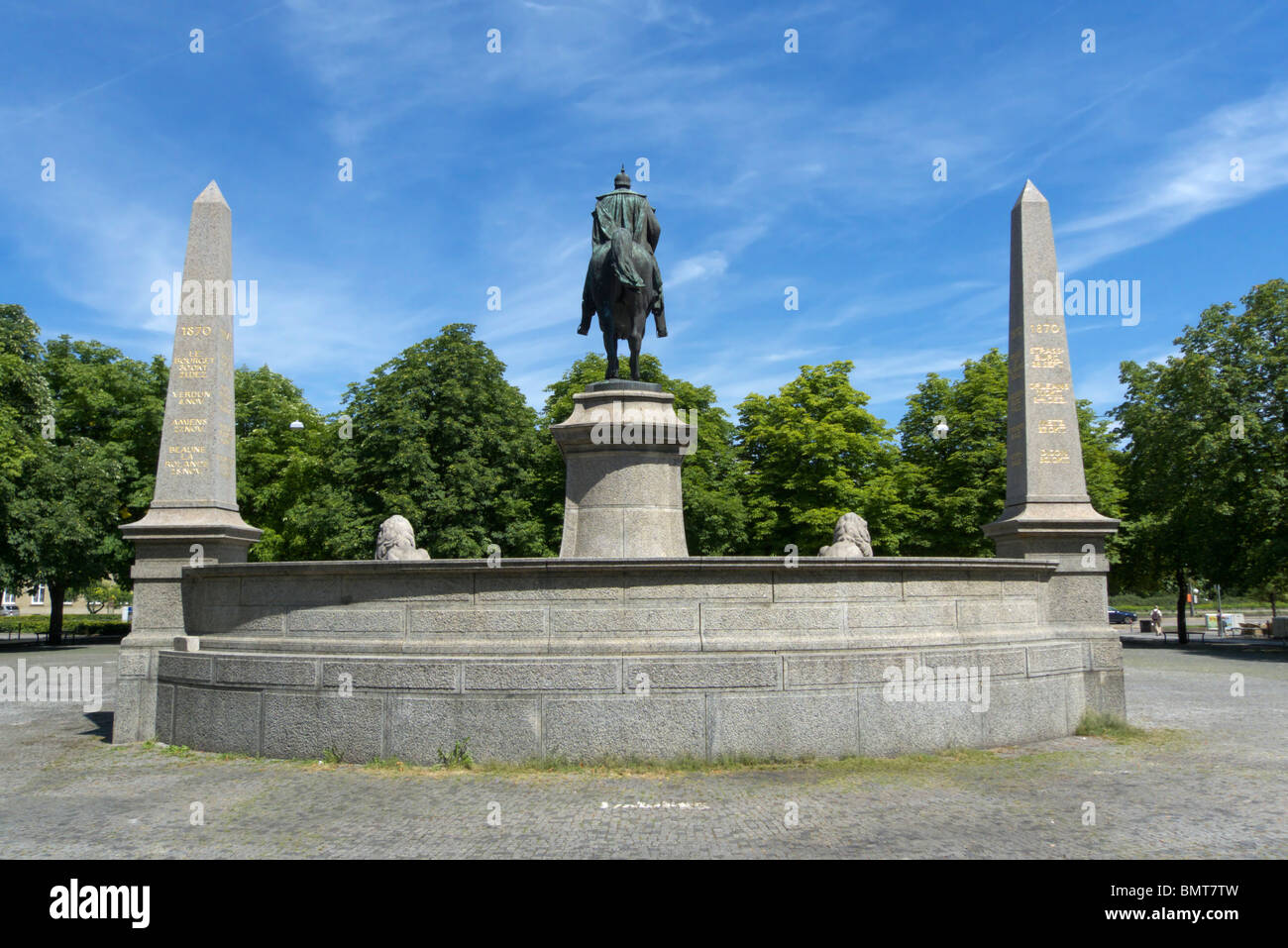 Equestrian statue of German emperor Wilhelm I., Karlsplatz square ...
