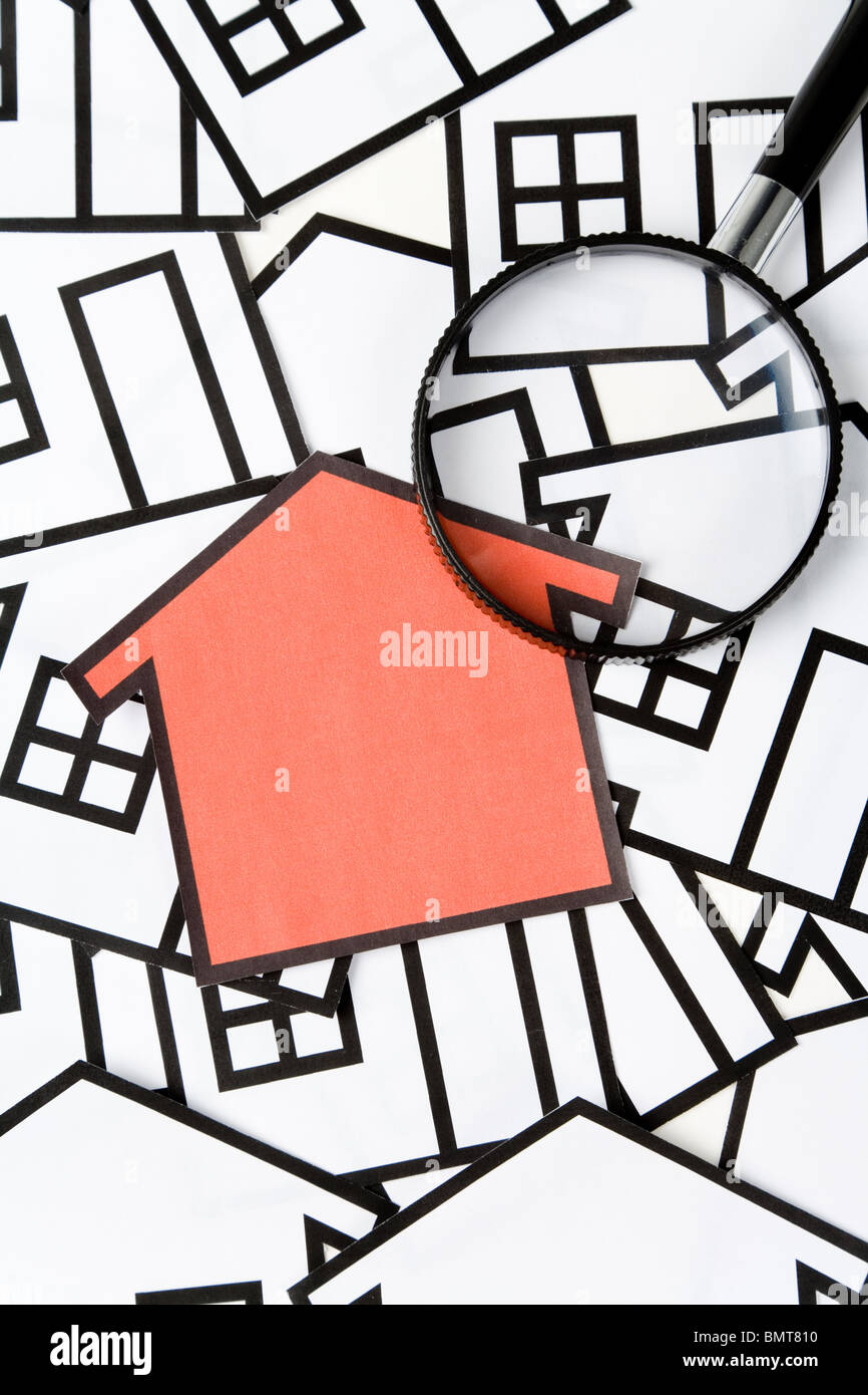 home sign and Magnifying Glass , Real Estate Concept Stock Photo - Alamy