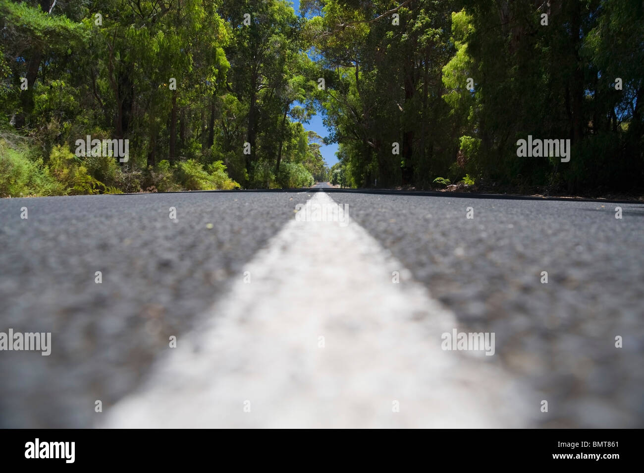 A White Line Down The Middle Of The Road Stock Photo - Alamy