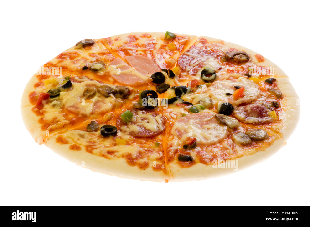 object on white - food pizza close up Stock Photo - Alamy
