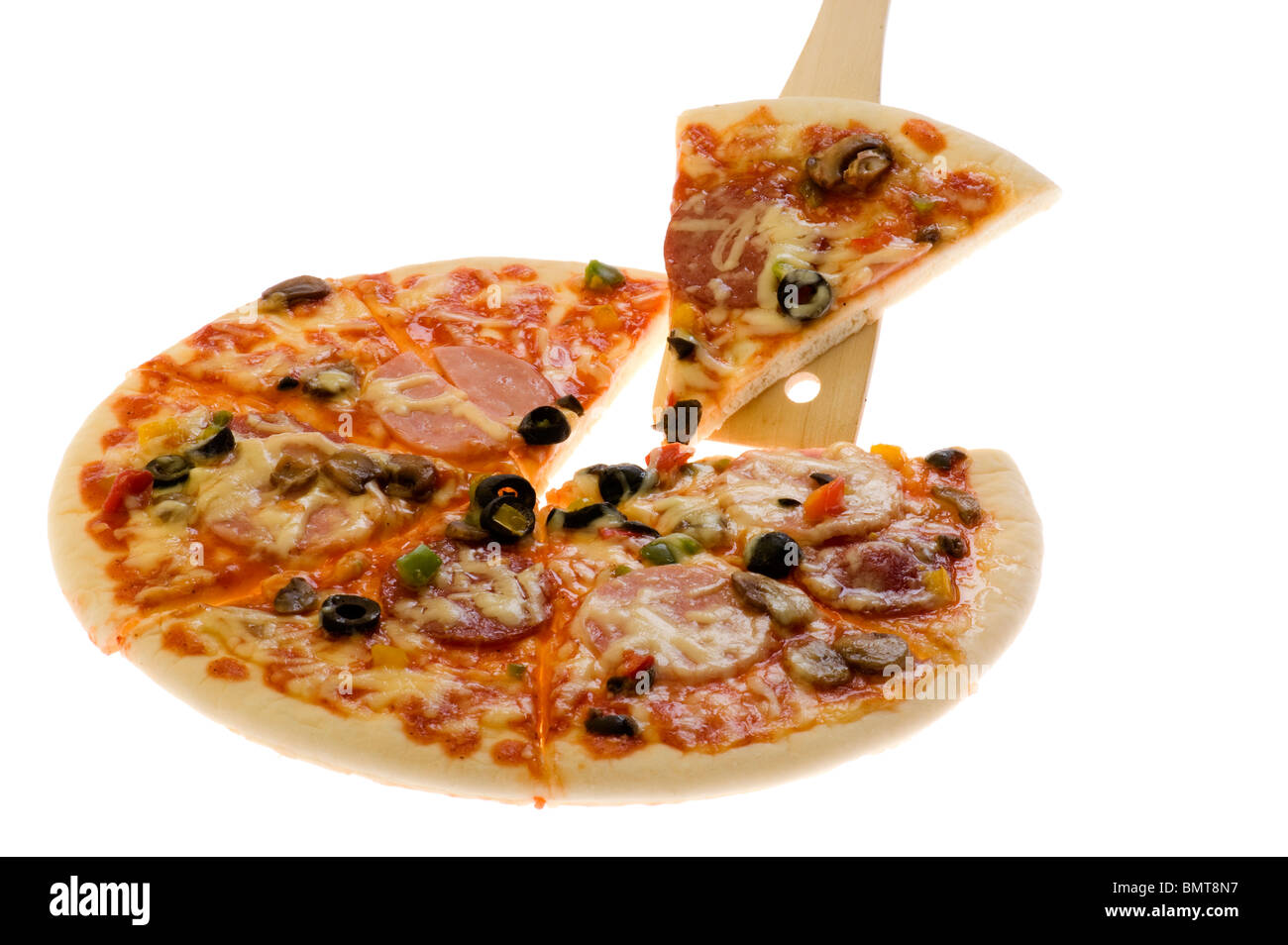 object on white - food pizza close up Stock Photo - Alamy