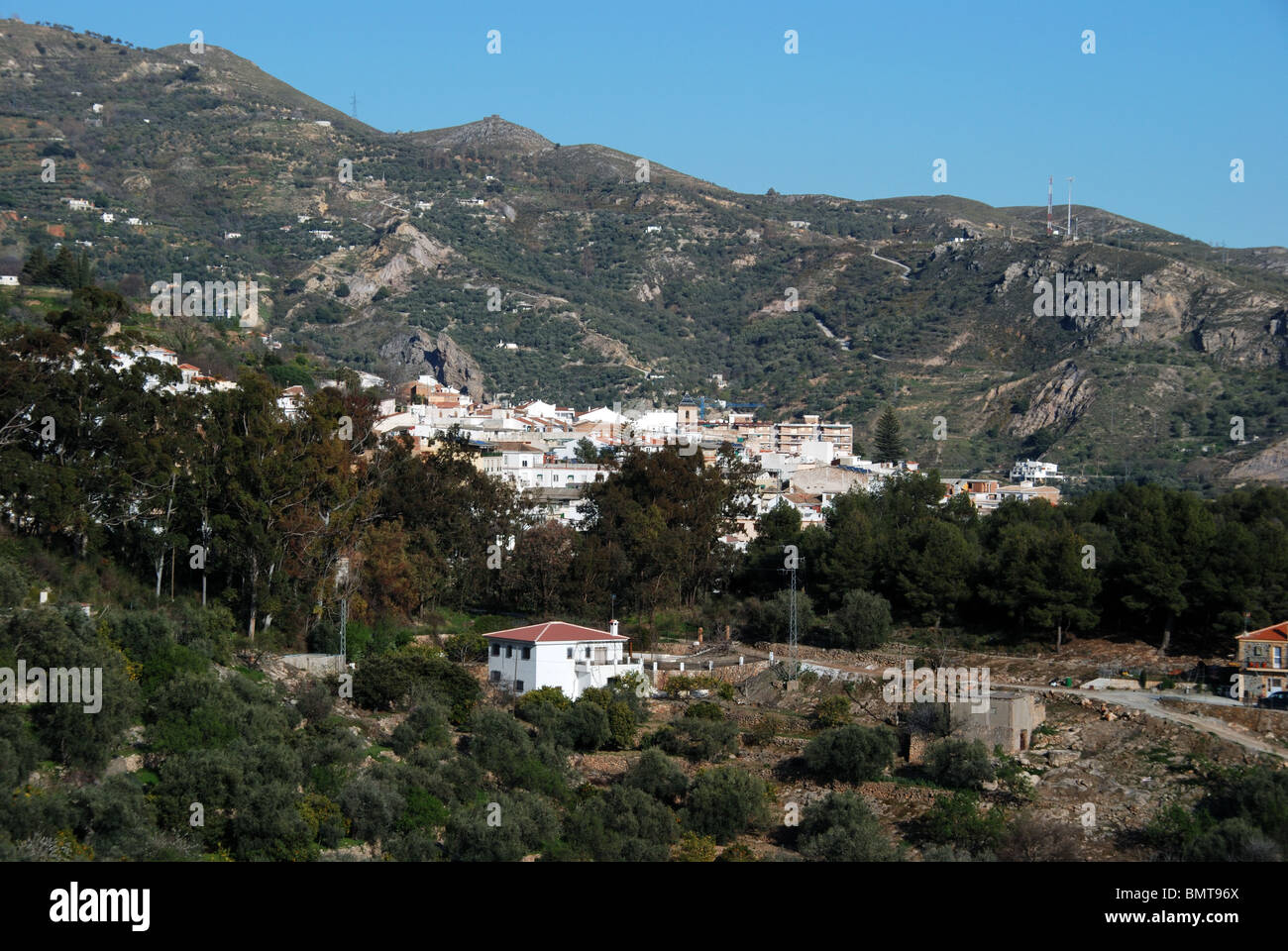 View of the town and surrounding countryside, Lanjaron, Las Alpujarras ...