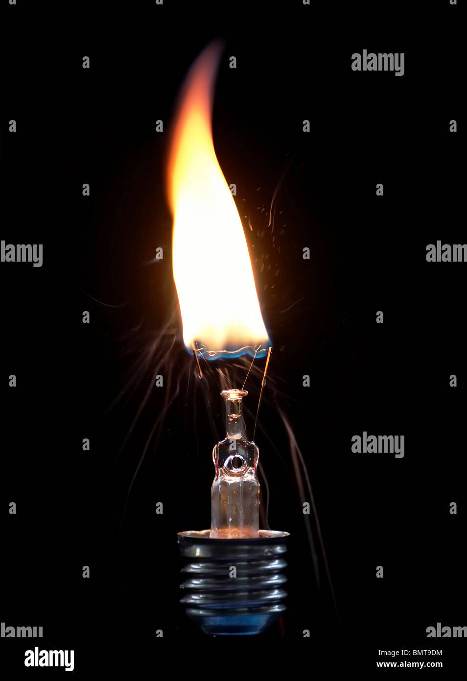Shot of the burning light bulb - fault Stock Photo - Alamy