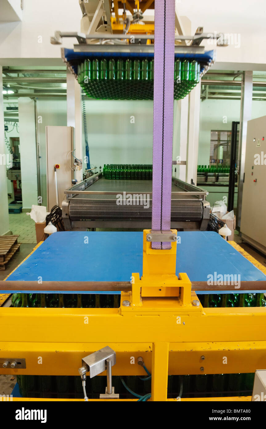 Modern winery with automated conveyors for bottling process, Alentejo ...