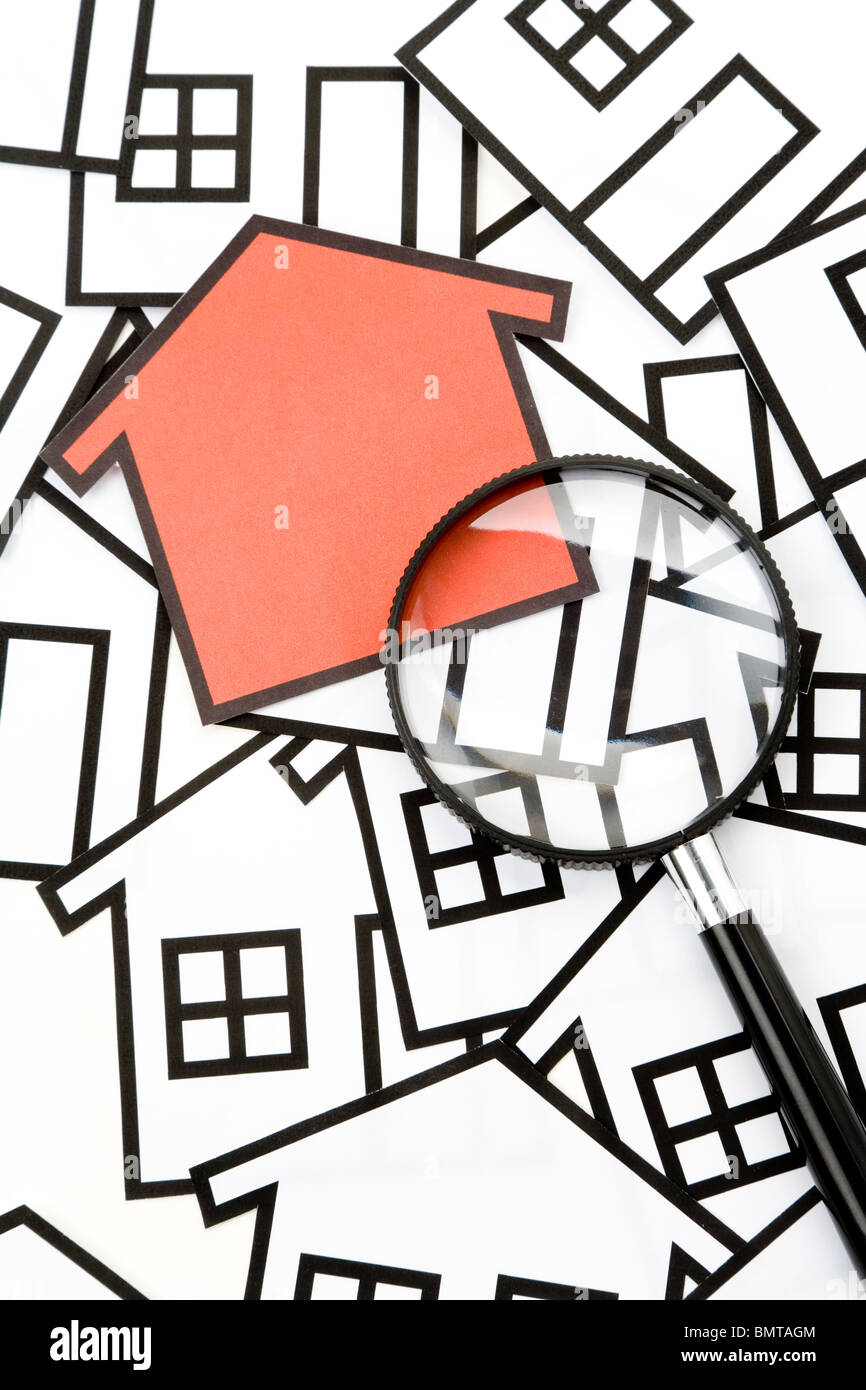 home sign and Magnifying Glass , Real Estate Concept Stock Photo - Alamy
