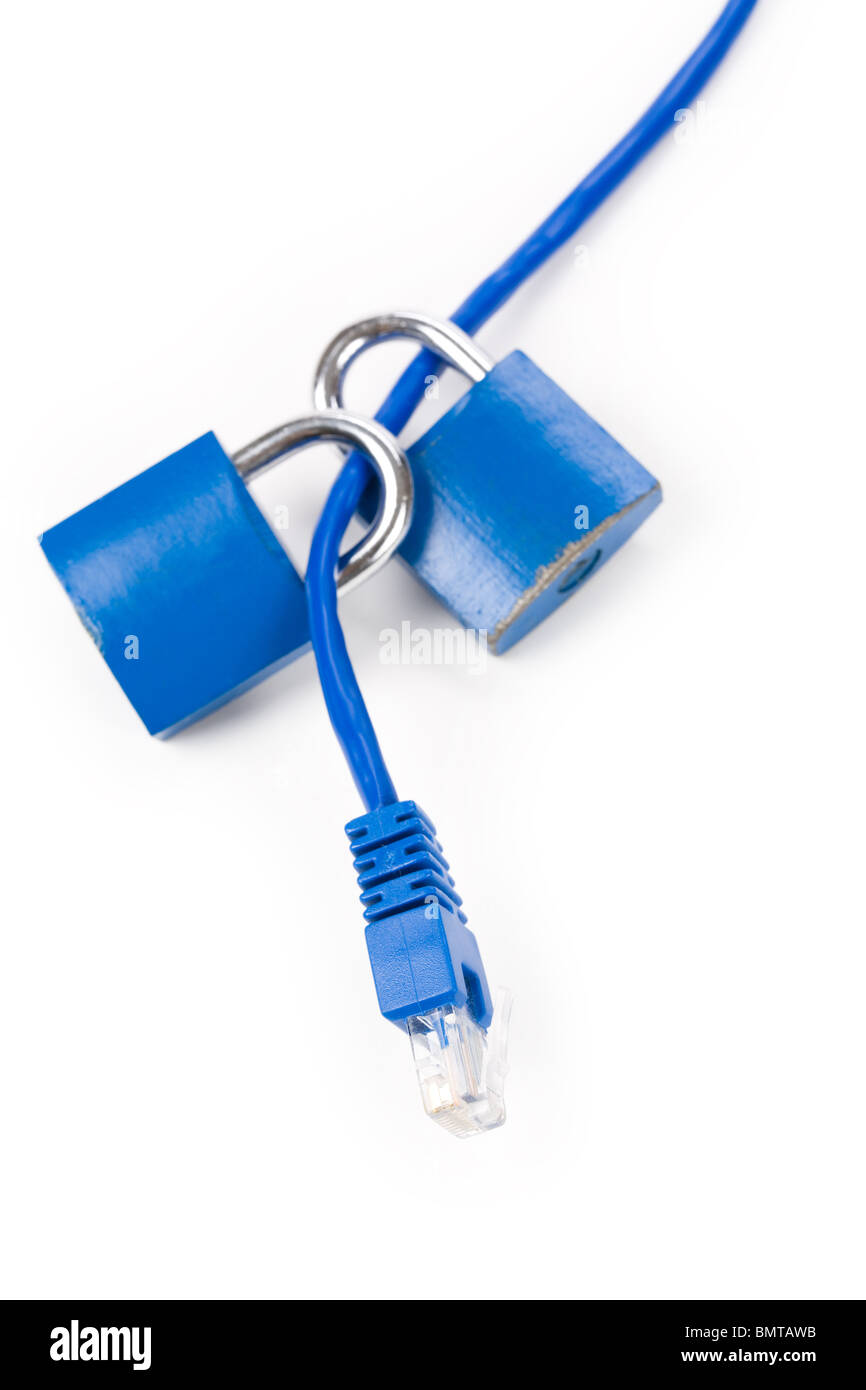 Computer internet cable lock Cut Out Stock Images & Pictures - Alamy