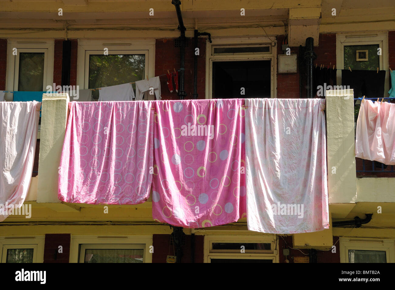 Washing hanging on line Stock Photo - Alamy
