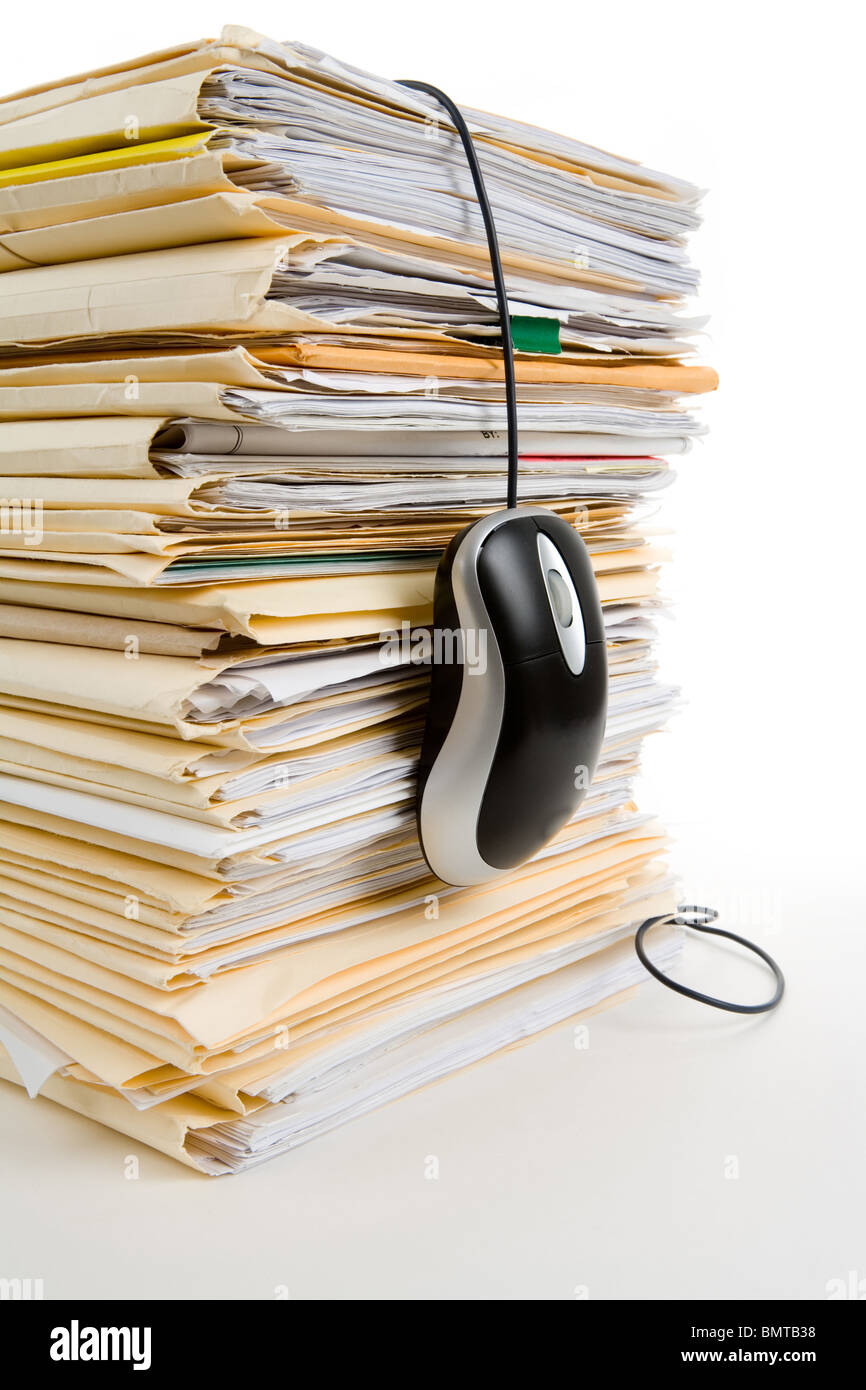 File Stack, Computer Mouse, business concept Stock Photo - Alamy