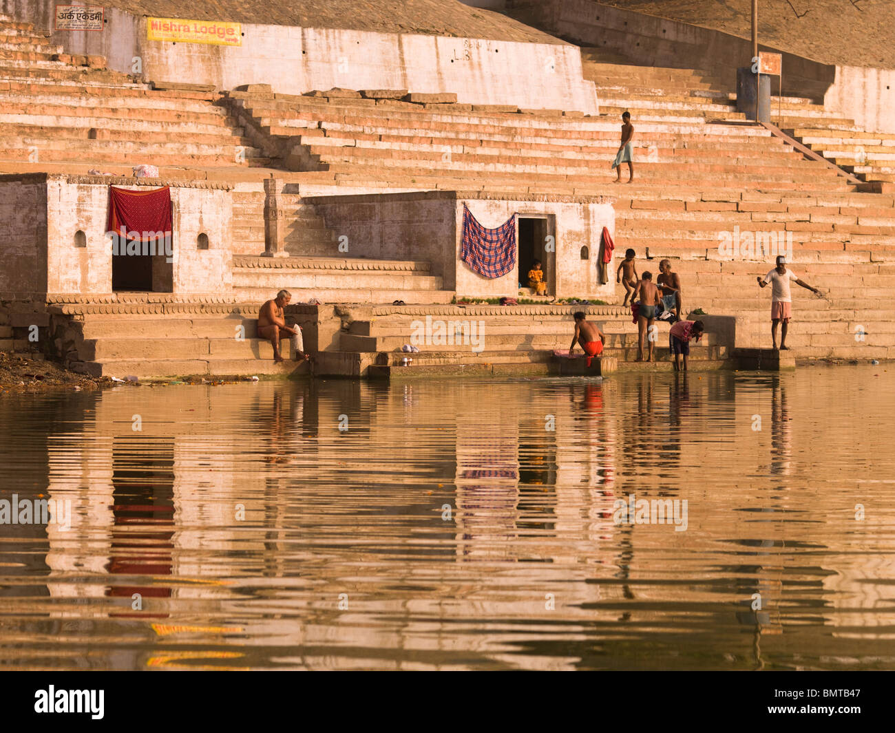 Male bathing ghats river varanasi hi-res stock photography and images ...