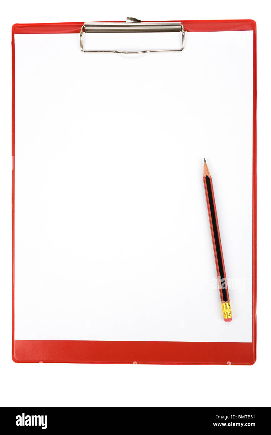 Red Clipboard with white background Stock Photo - Alamy