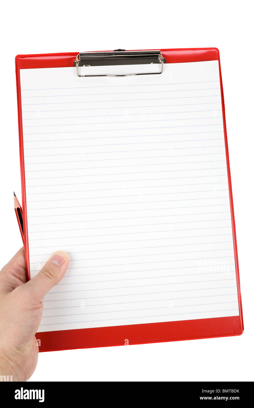 Red Clipboard with white background Stock Photo - Alamy