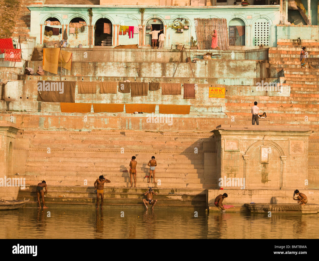 The Ganges,Varanasi,India;People Bathing In The River Stock Photo - Alamy