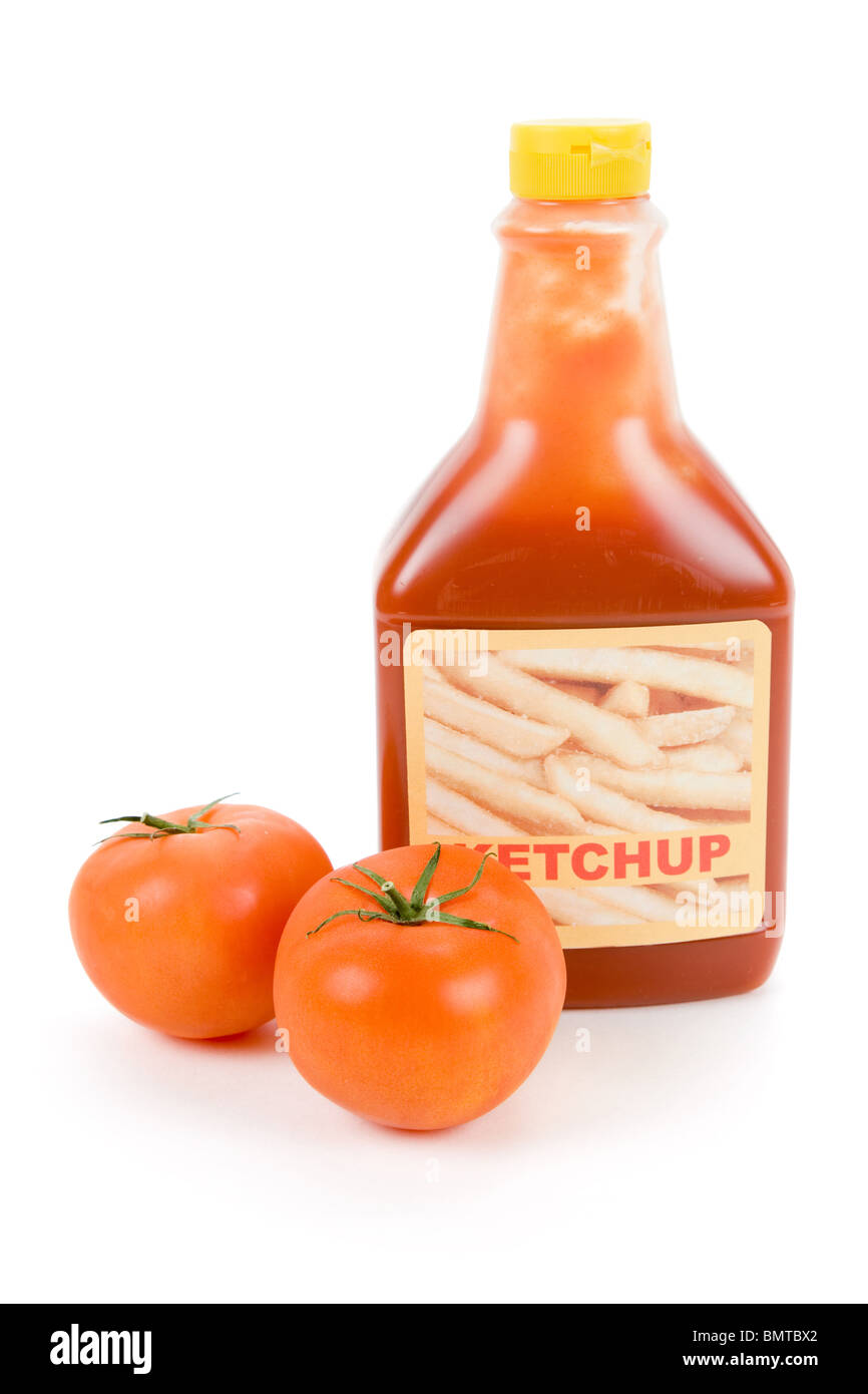 Ketchup bottle with white background Stock Photo - Alamy