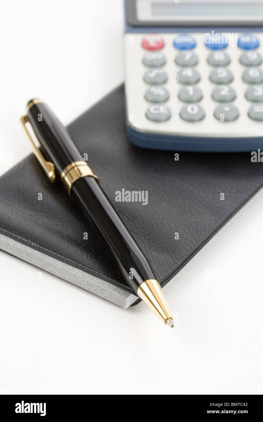 Checkbook and pen with white background Stock Photo - Alamy