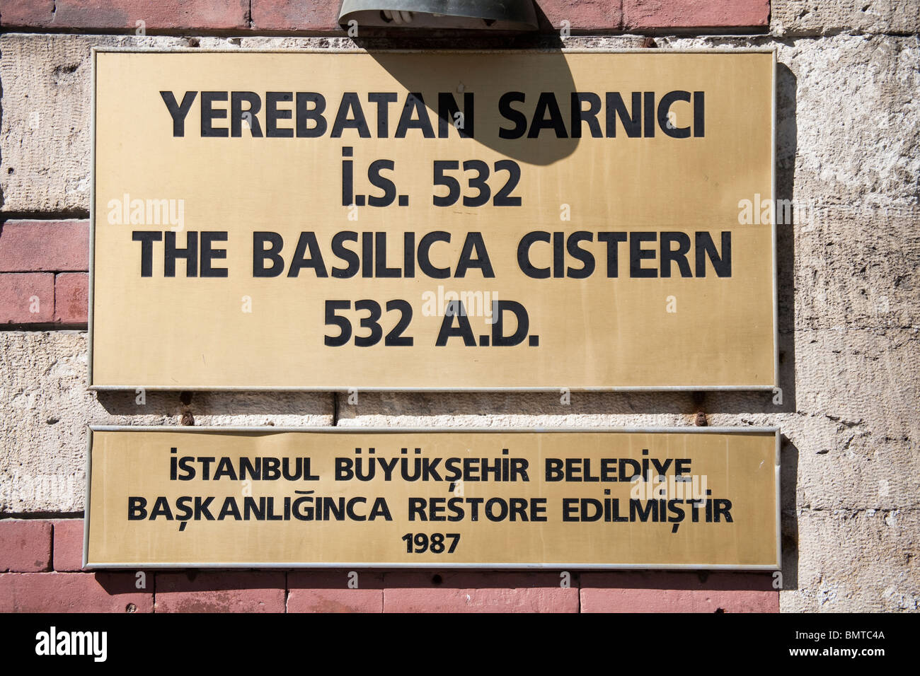 Basilica Cistern sign outside the Basilica Cistern, Yerebatan Sarnici ...
