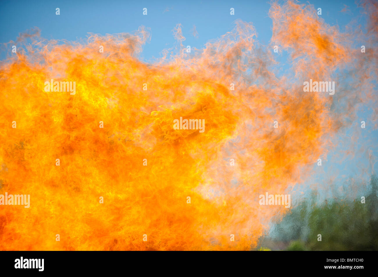 Flames reach into the sky during a fire fighting training exercise ...