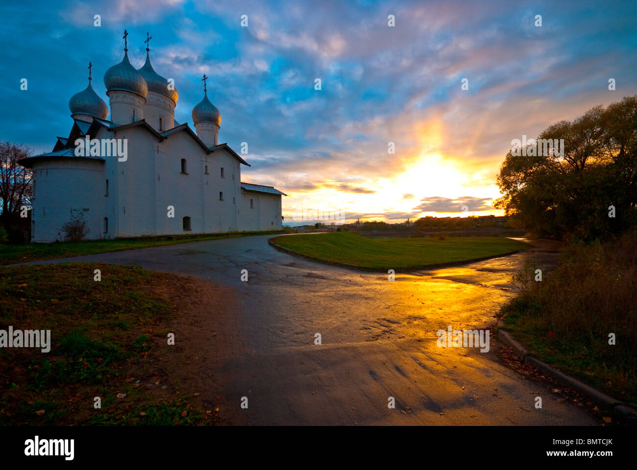 An orthodox church in Novgorod the Great at sunset Stock Photo - Alamy