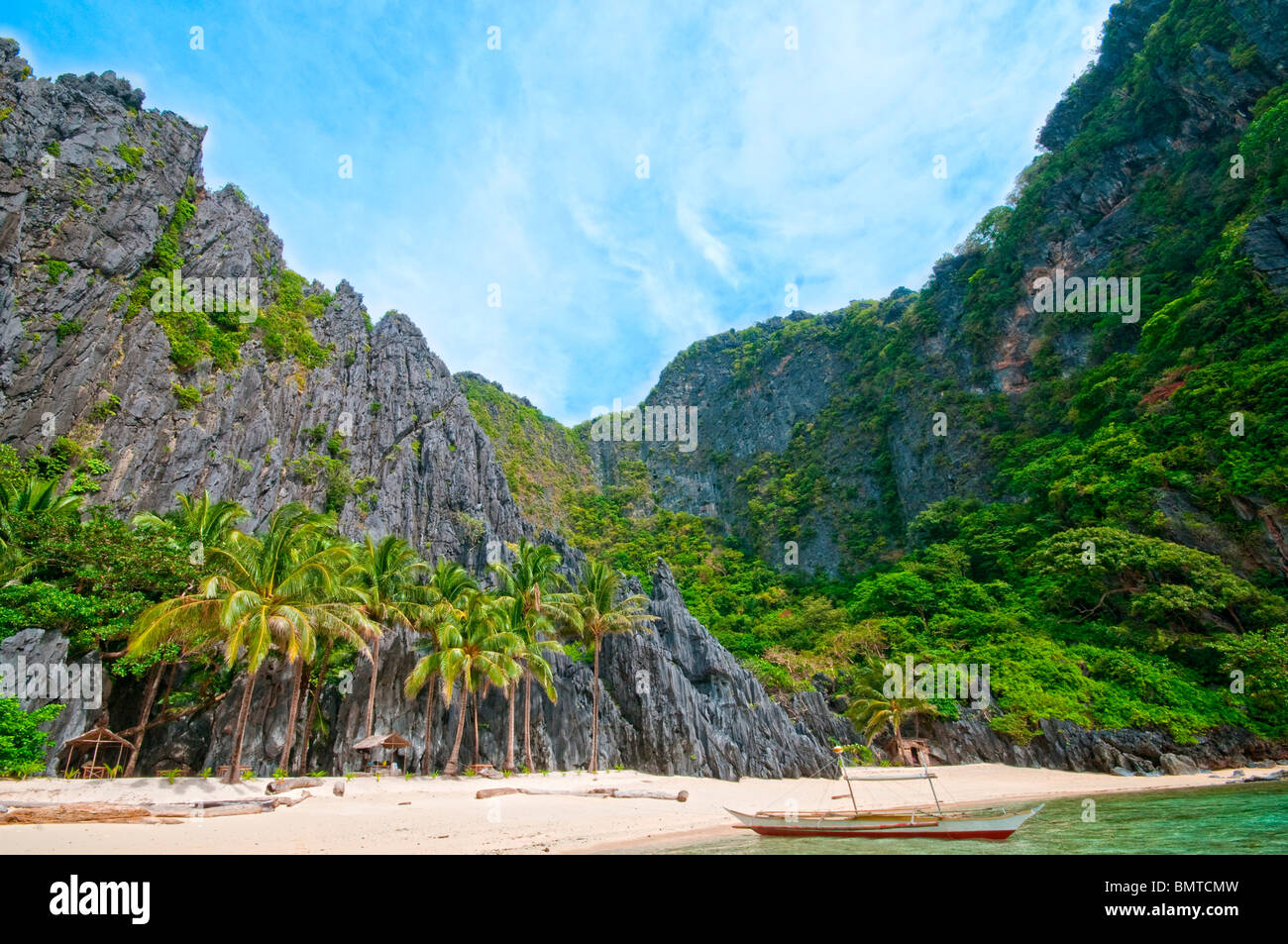 Tropical beach surrounded by cliffs Stock Photo - Alamy