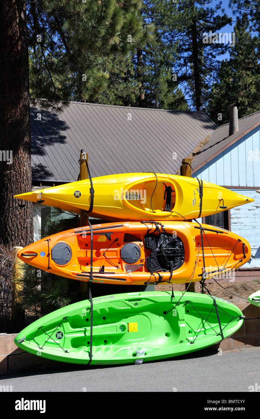 Kayaks on sale at Lake Tahoe (California, Nevada), USA Stock Photo - Alamy