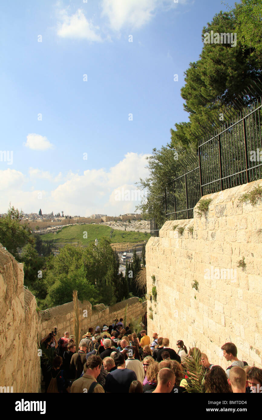 Israel, Jerusalem, Easter, Palm Sunday procession on the Mount of ...