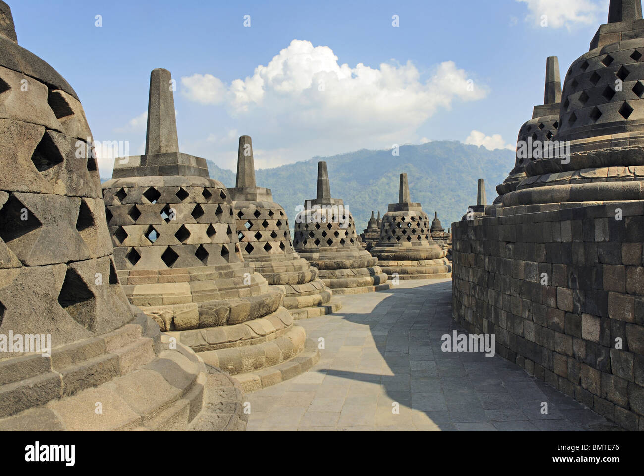 Indonesia-Java-Borobudur, General-View of the last gallery, showing ...