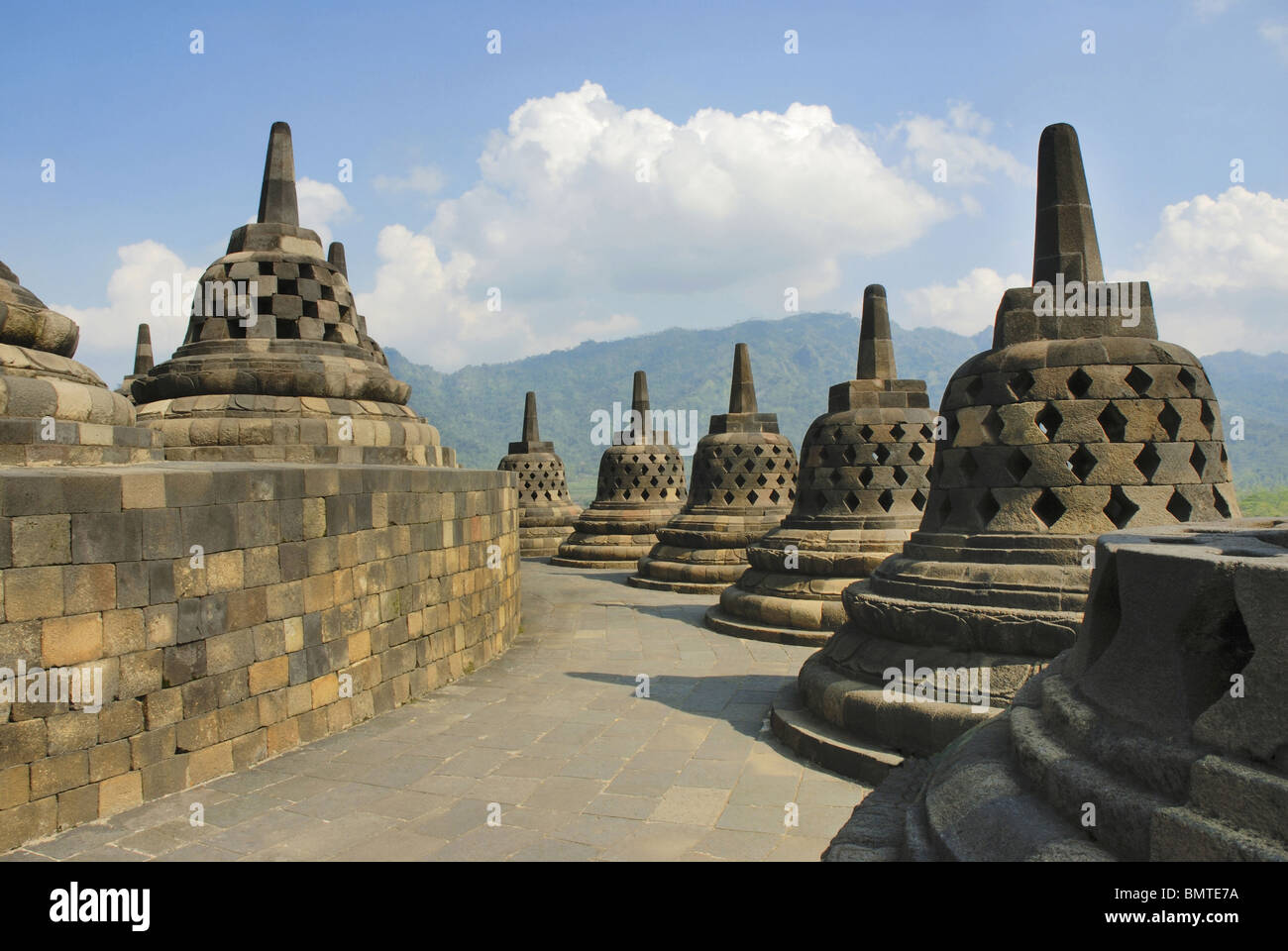 Indonesia-Java-Borobudur, General-View of the last gallery, showing ...