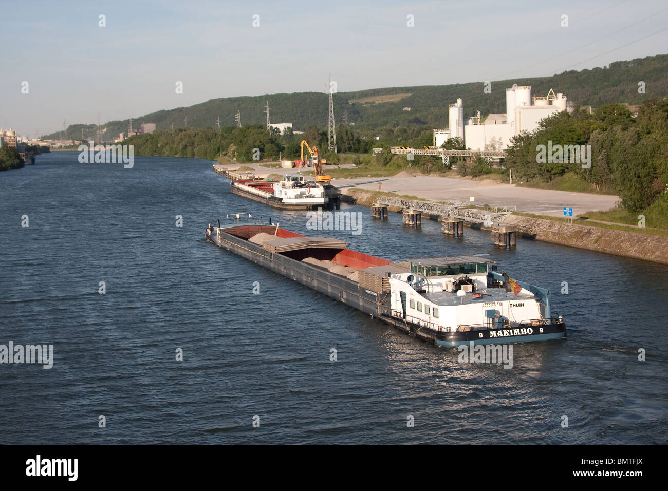 industrial commercial large cement barges river Stock Photo - Alamy