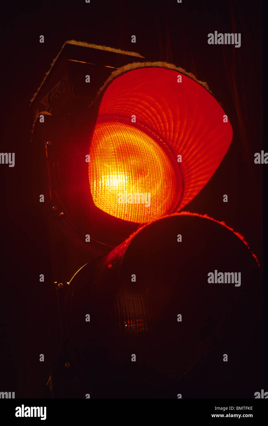 red light showing on traffic light at night Leeds Yorkshire UK Stock ...