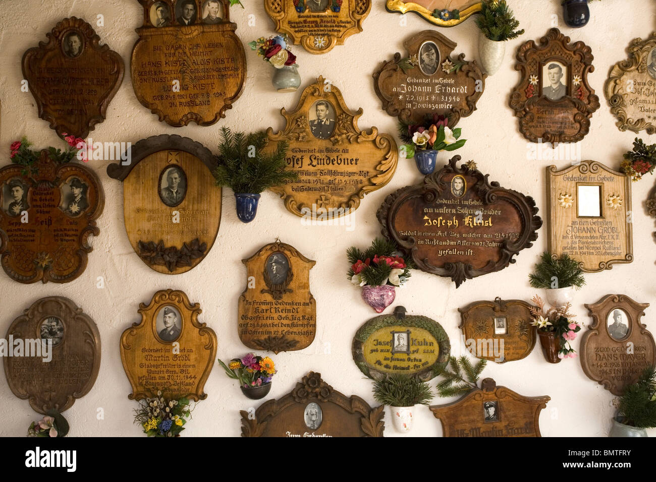 Memorials to fallen German soldiers are displayed in Garmisch ...