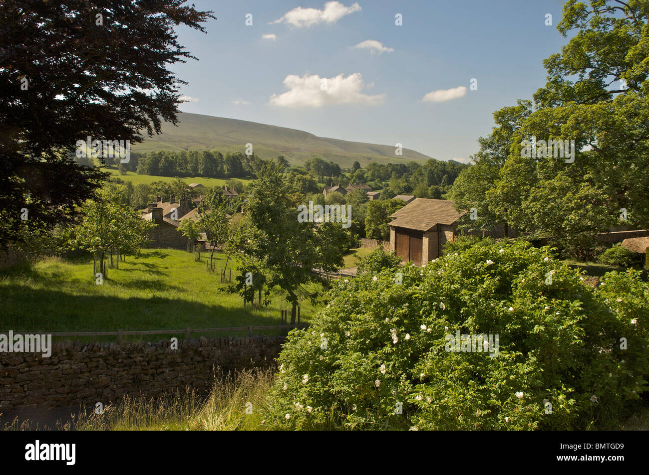 Downham village at the foot of Pendle Hill, Lancashire,England Stock ...