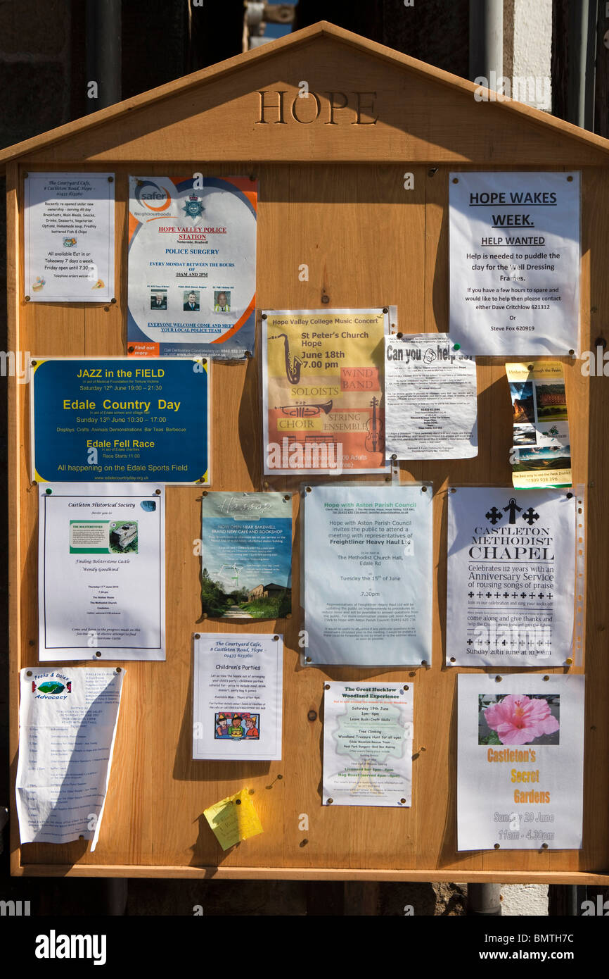 UK, England, Derbyshire, Peak District, Hope village community notice ...
