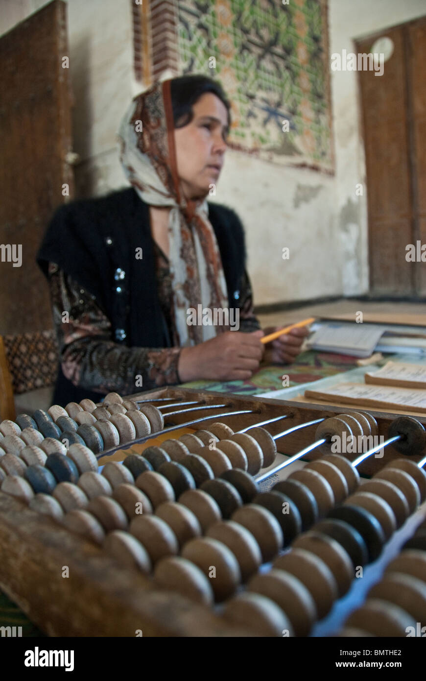 Muslim woman using the Abacus, Khokand, Uzbekistan Stock Photo - Alamy