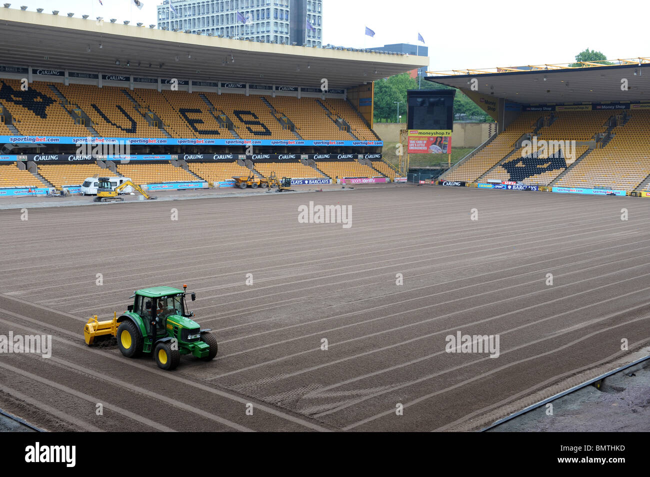 Preparing new pitch at Molineux home of Wolverhampton Wanderers FC ...