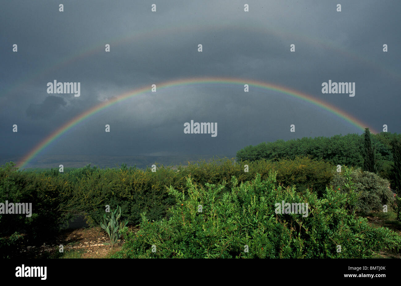 Israel, Upper Galilee, a rainbow in the Hula valley Stock Photo - Alamy