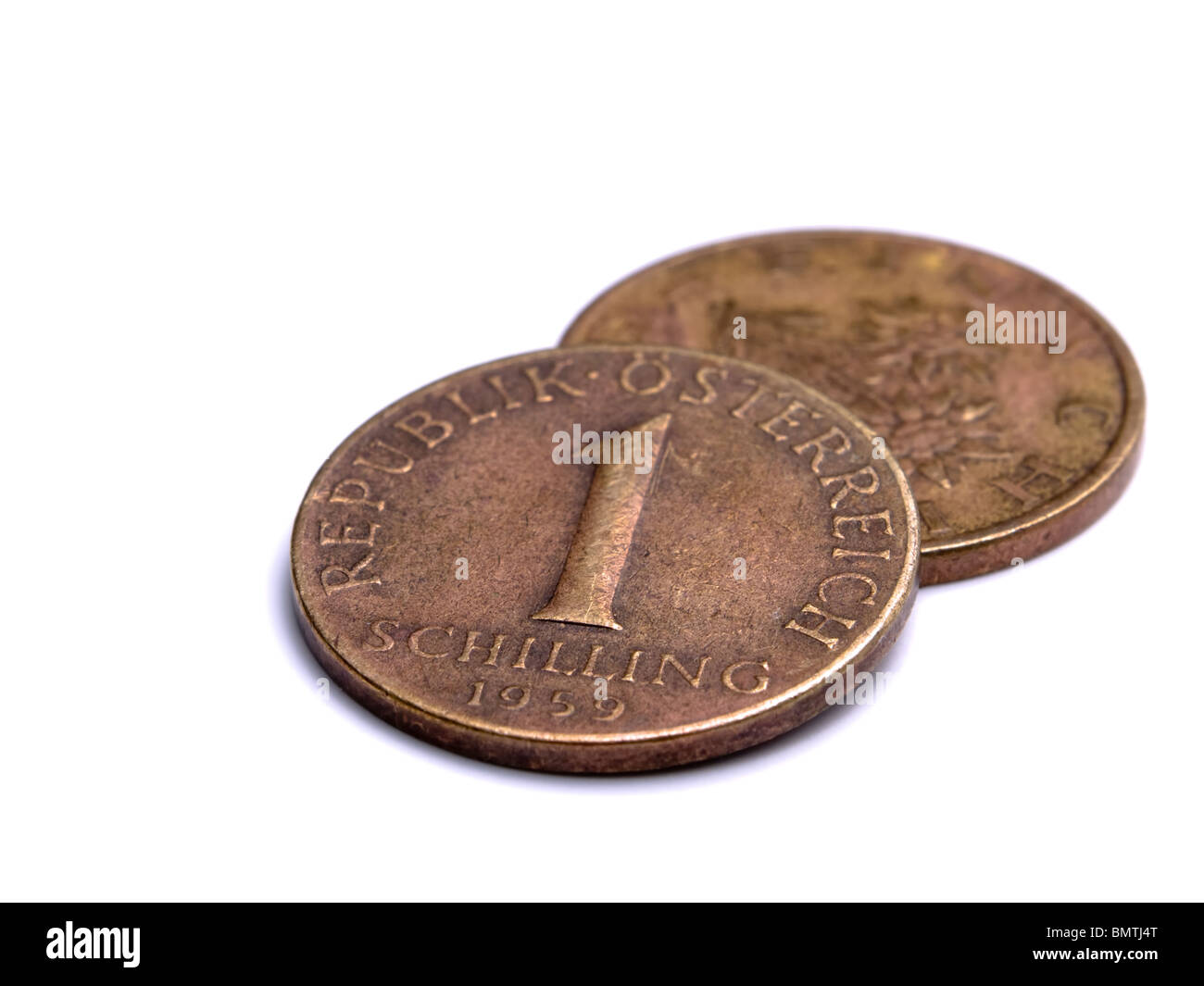 Austrian one shilling coin isolated on a white background Stock Photo ...