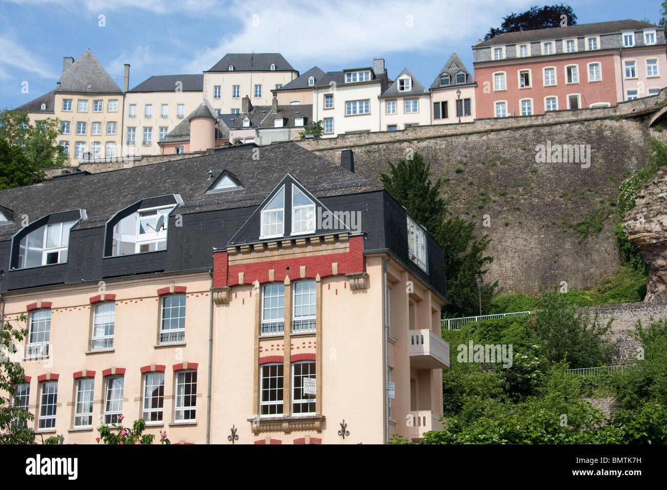 terraced houses window fortification flats wall Stock Photo - Alamy