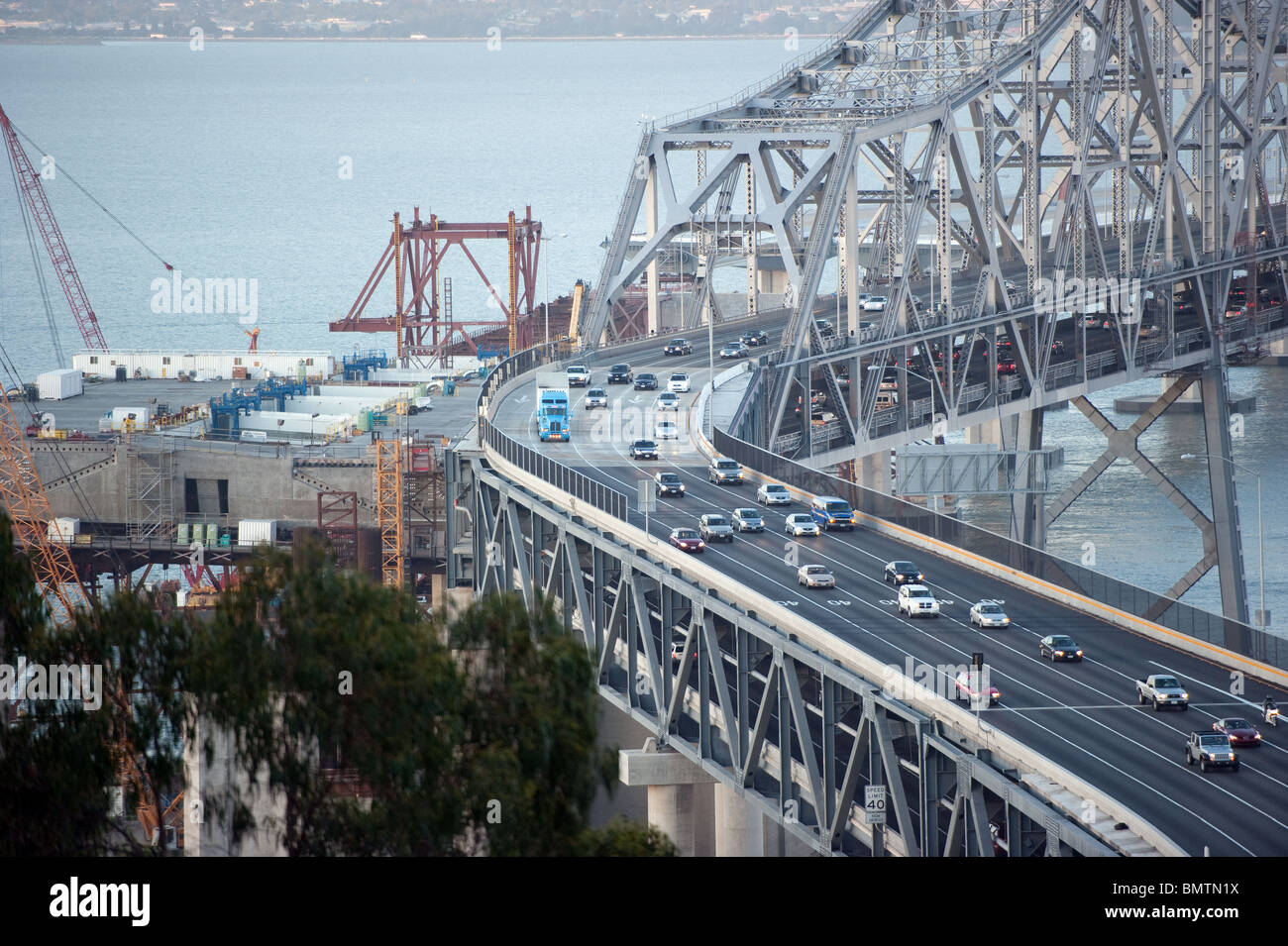 the san francisco bay bridge and new construction Stock Photo - Alamy