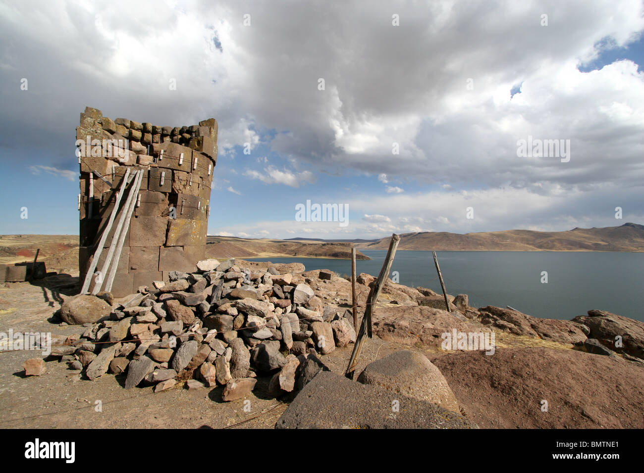 Sillustani. Pre-Incan burial ground on the shores of Lake Umayo near ...