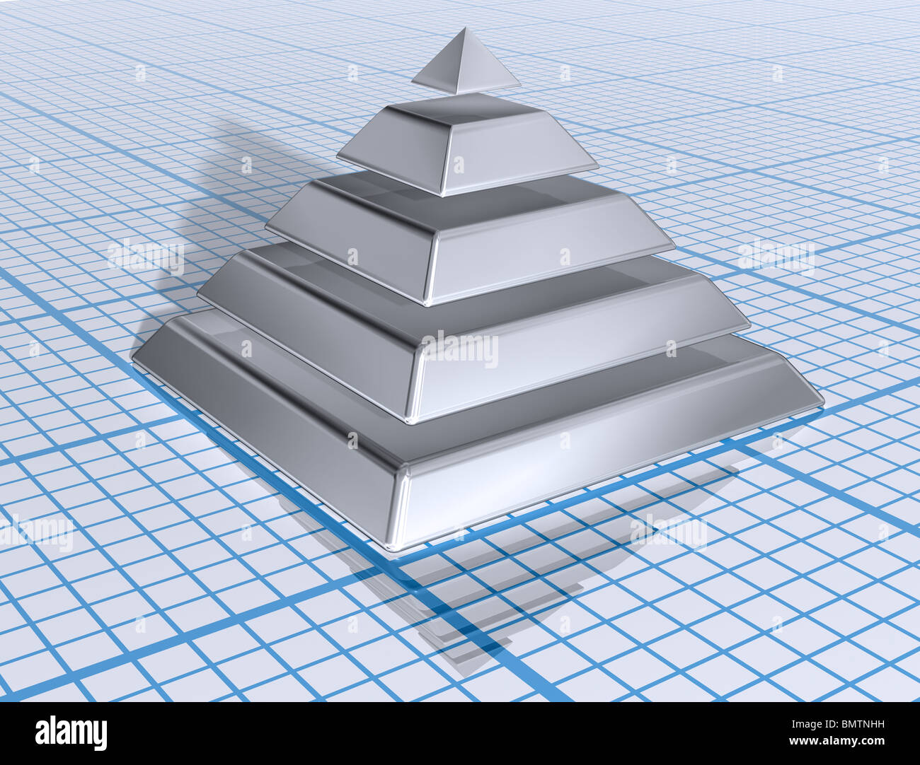 Illustration of a silver layered pyramid on graph paper Stock Photo - Alamy