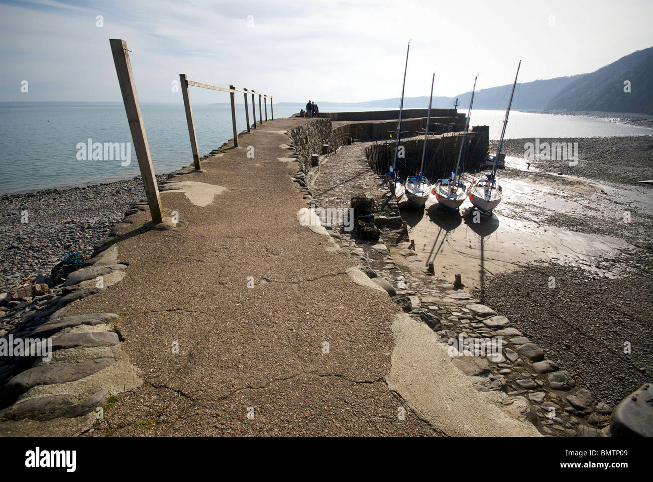 Clovelly Devon UK Harbor Harbour Cobbled Streets Quay Boats Stock Photo ...