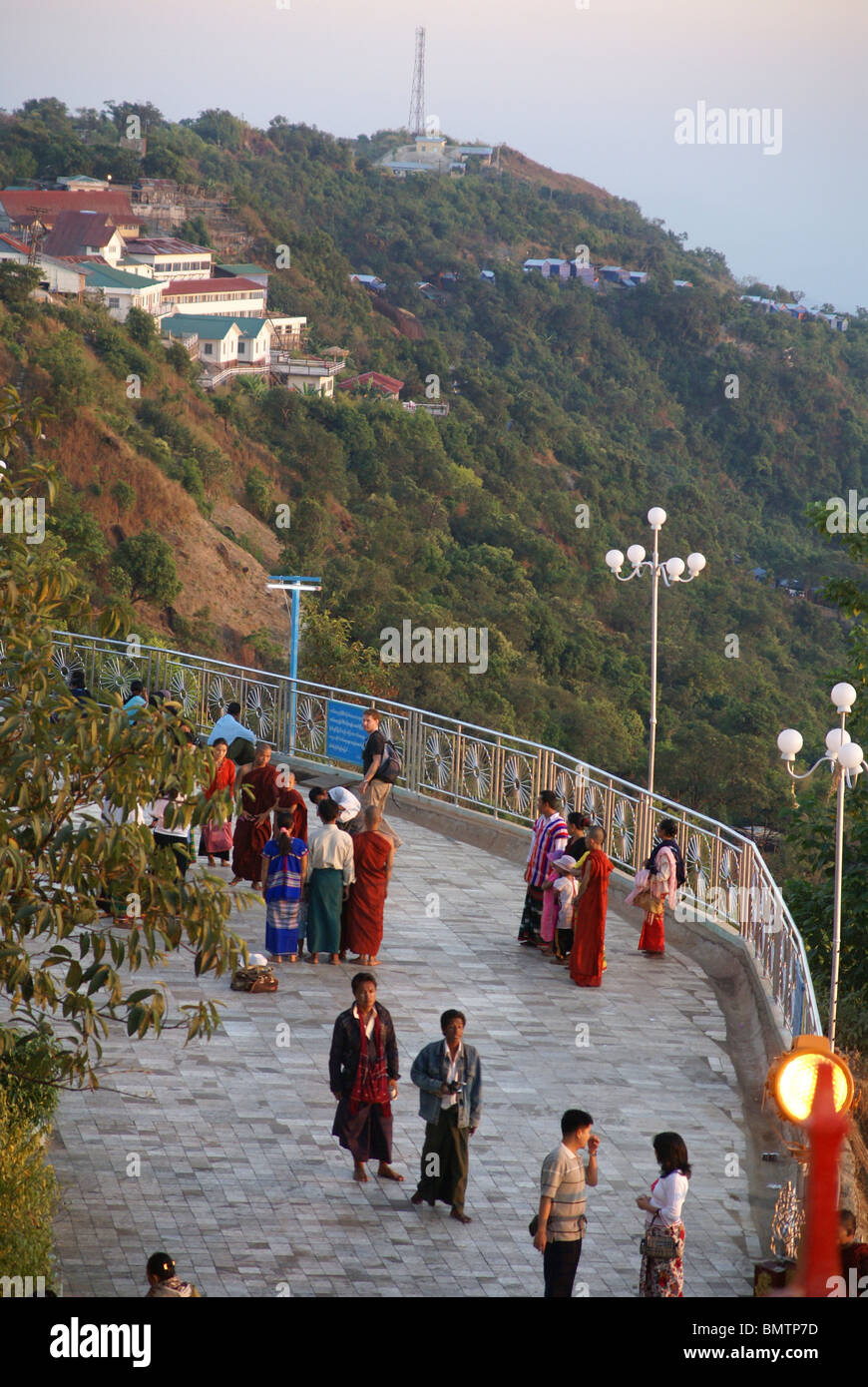 Myanmar, Mon State, Kyaiktiyo Pagoda (Golden Rock Pagoda) pilgrims ...