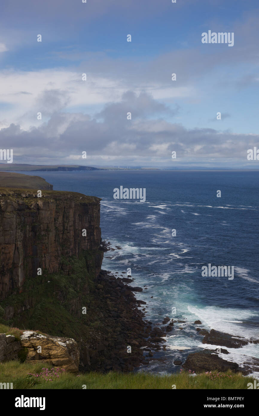 The sea cliffs Dunnet Head, North Scotland, UK looking west towards ...