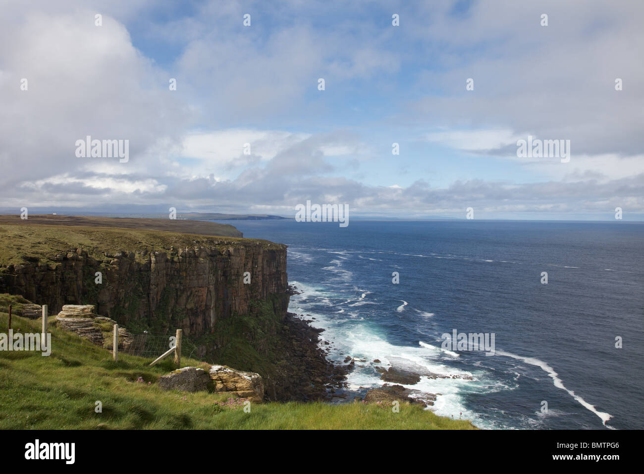 The sea cliffs Dunnet Head, North Scotland, UK looking west towards ...
