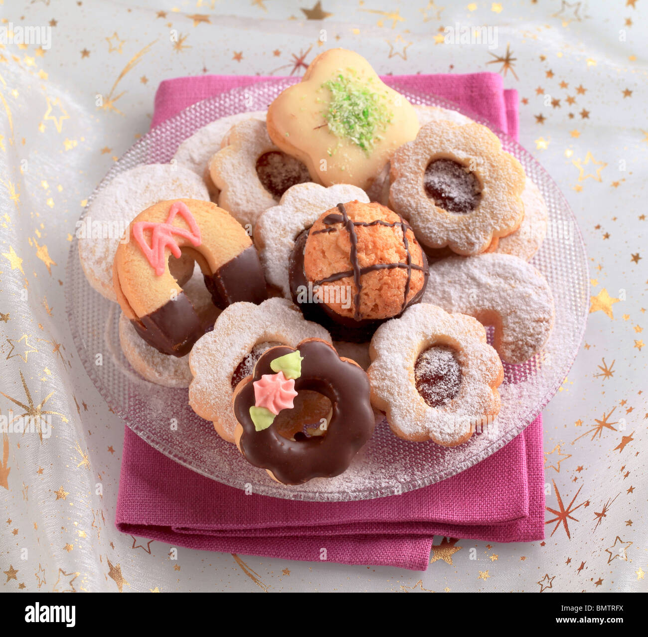 Shortbread cookies powdered with icing sugar Stock Photo - Alamy