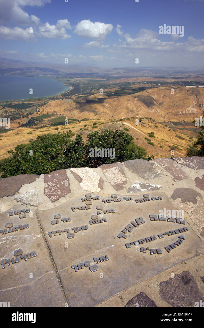 Israel, Golan Heights observation point , View of the Sea of Galilee ...