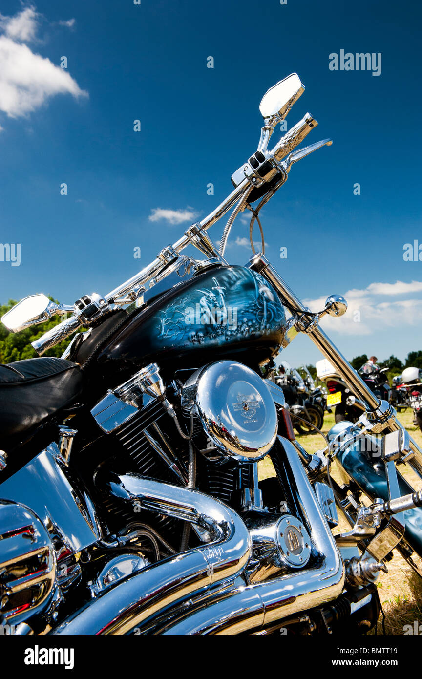 Custom Harley Davidson motorcycle at a bike show in England Stock Photo ...