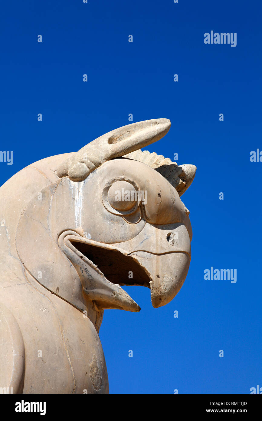 Sculpture of a double headed homa bird, Persepolis, Iran Stock Photo ...